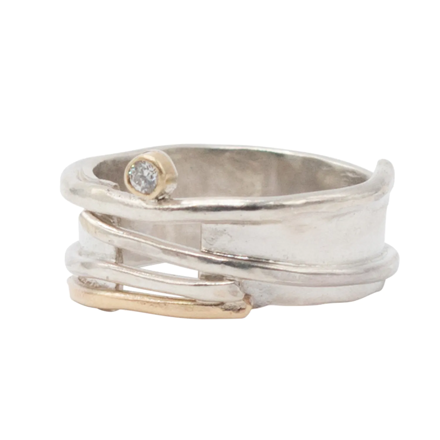 Unique Diamond Silver and 9ct Gold Ring - Armed & Gorgeous - Handmade ...