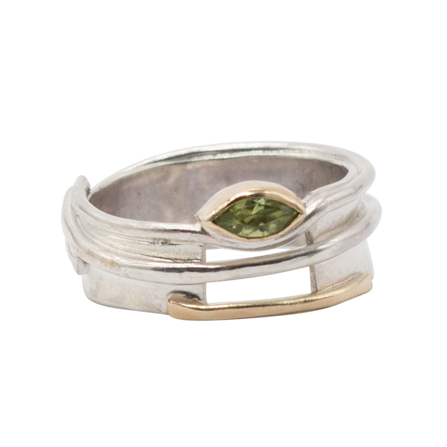 Peridot Marquis Silver and 9ct Gold Ring – Armed & Gorgeous