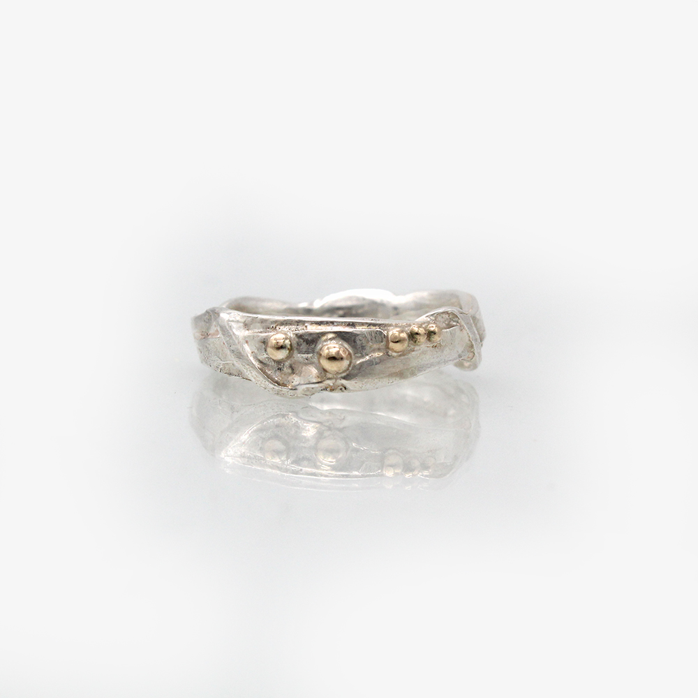 Fi Mehra – 5 x 9ct Gold Balls set on Silver Ring – Armed & Gorgeous
