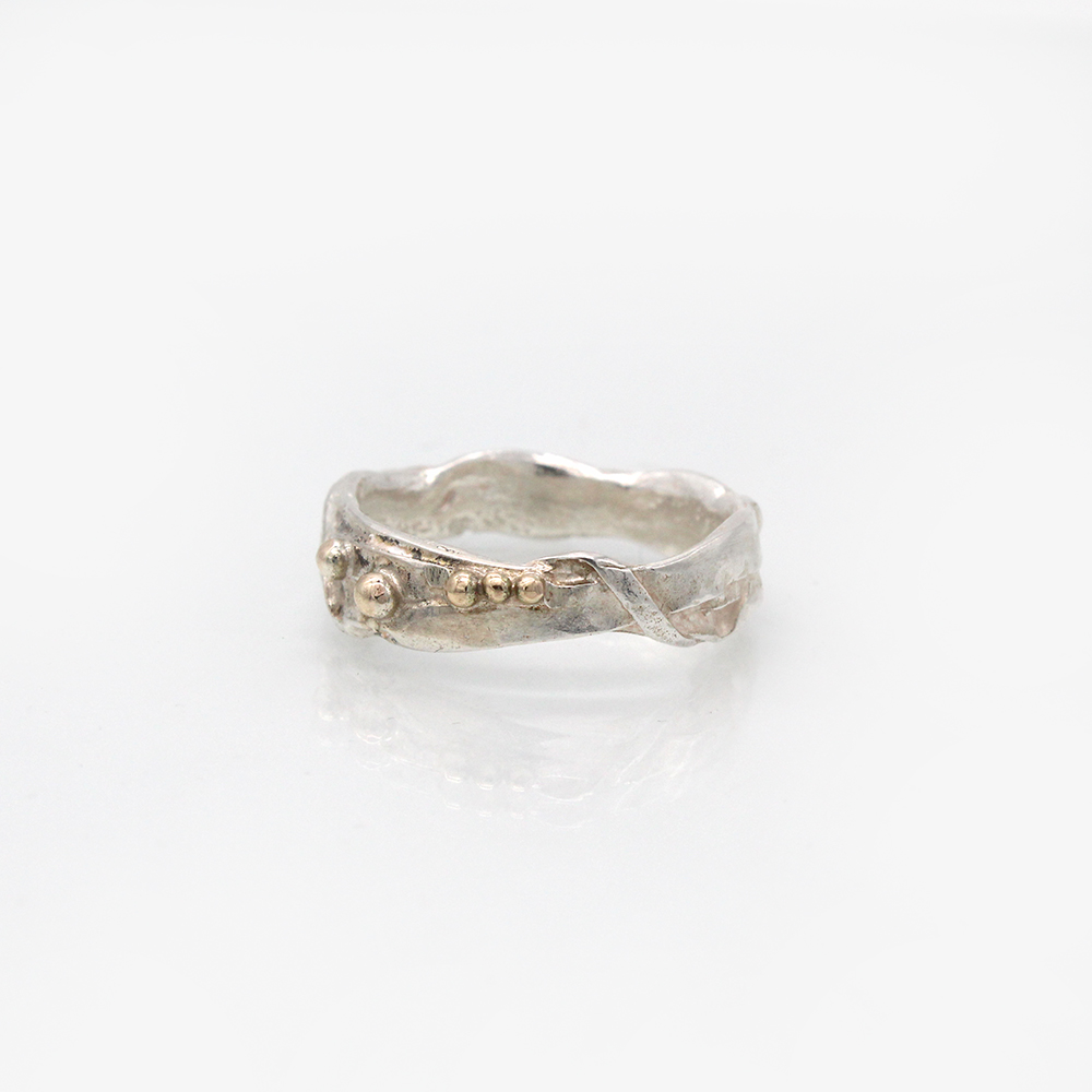 Fi Mehra – 5 x 9ct Gold Balls set on Silver Ring – Armed & Gorgeous