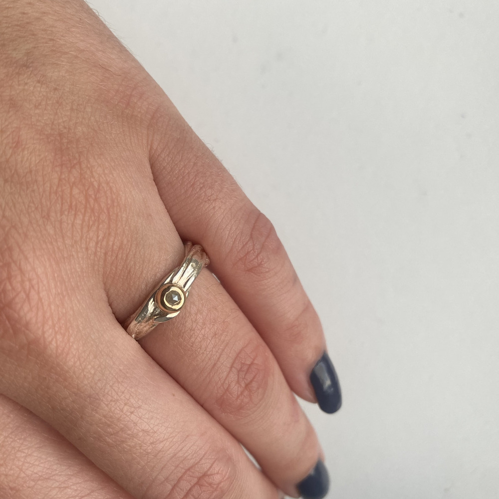 Fi Mehra – 9ct Gold & Silver Grey Diamond Ring – Armed & Gorgeous